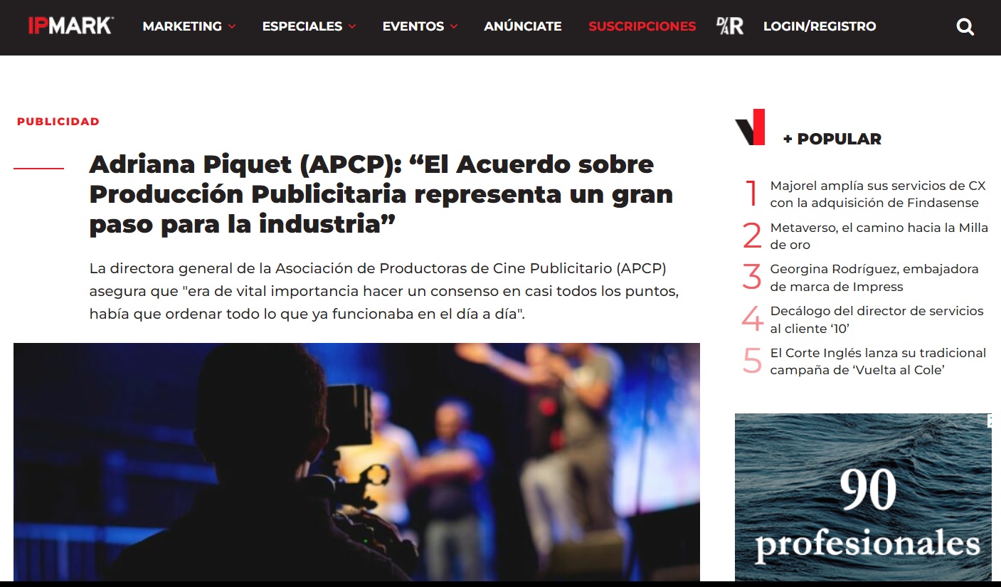 Adriana Piquet (APCP): “El Acuerdo sobre Producción Publicitaria ...